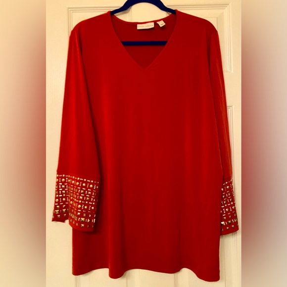 Susan Graver | Tops | Plus Size Tunic Studded Sleeves Susan Graver Xl ...